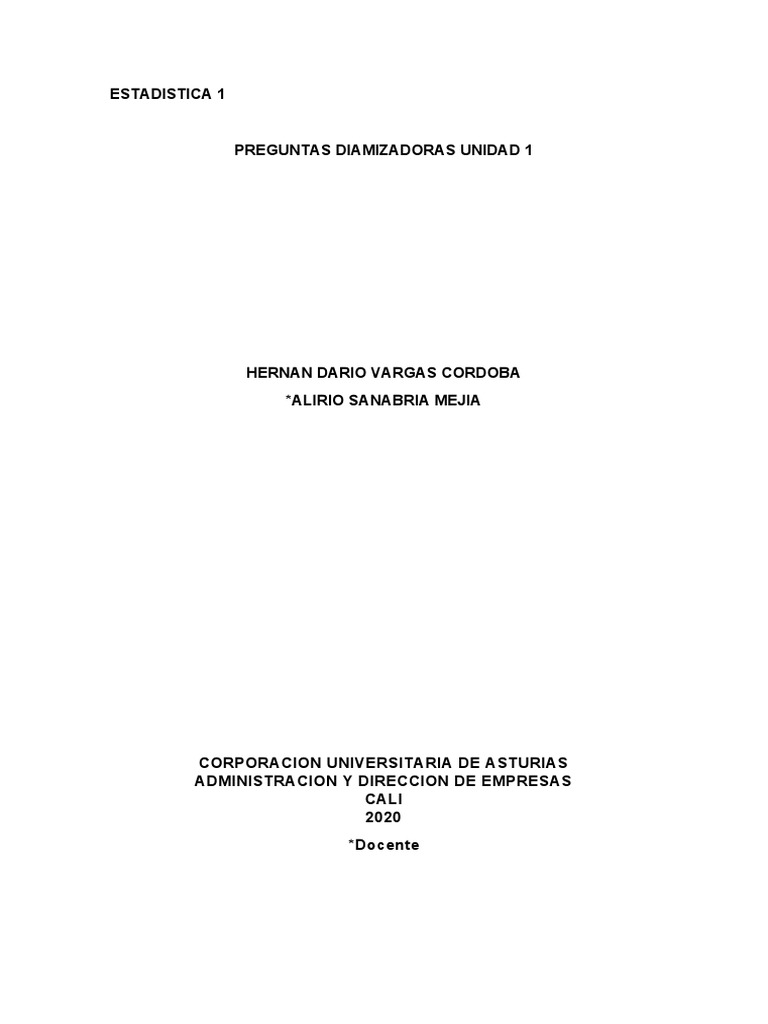 Preguntas Dinamizadoras Unidad 1 | PDF | Histograma | Estadísticas
