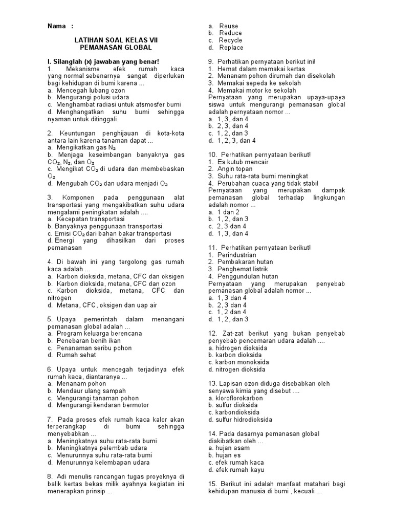 Latihan Soal Pemanasan Global | PDF