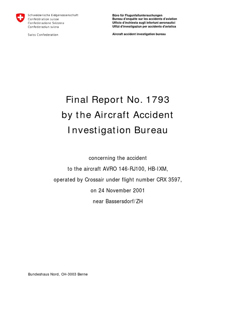 Crossair 3597 | PDF | Flight Recorder | Air Traffic Control