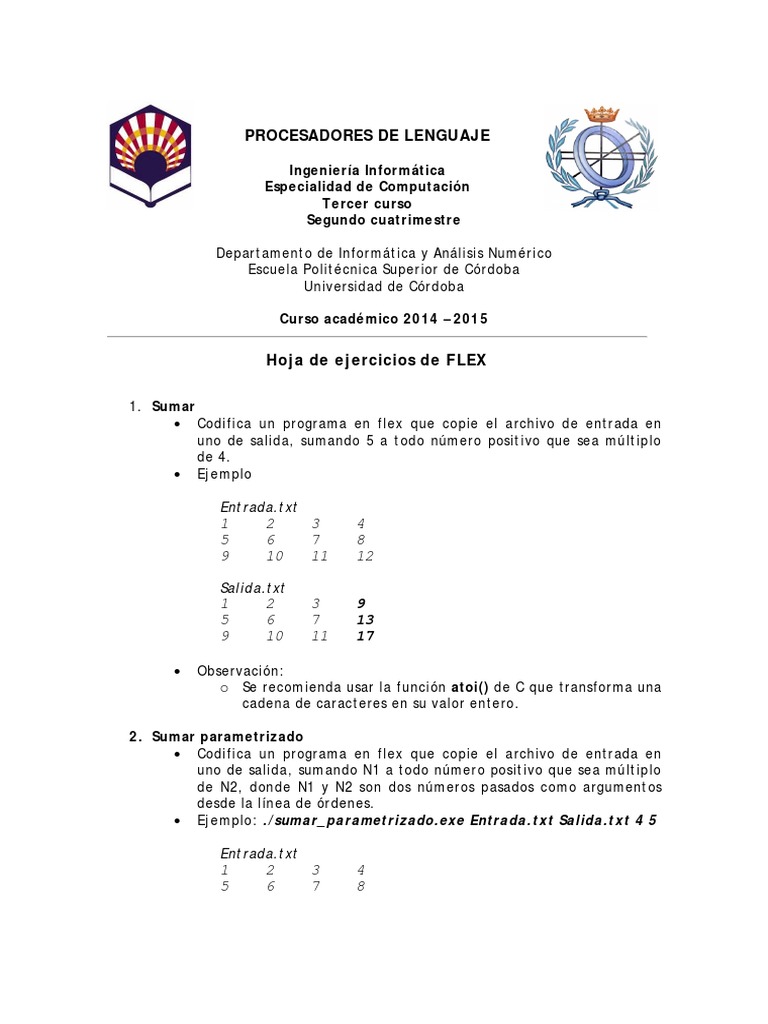 Ejercicios Flex | PDF | Archivo de computadora | Programa de computadora