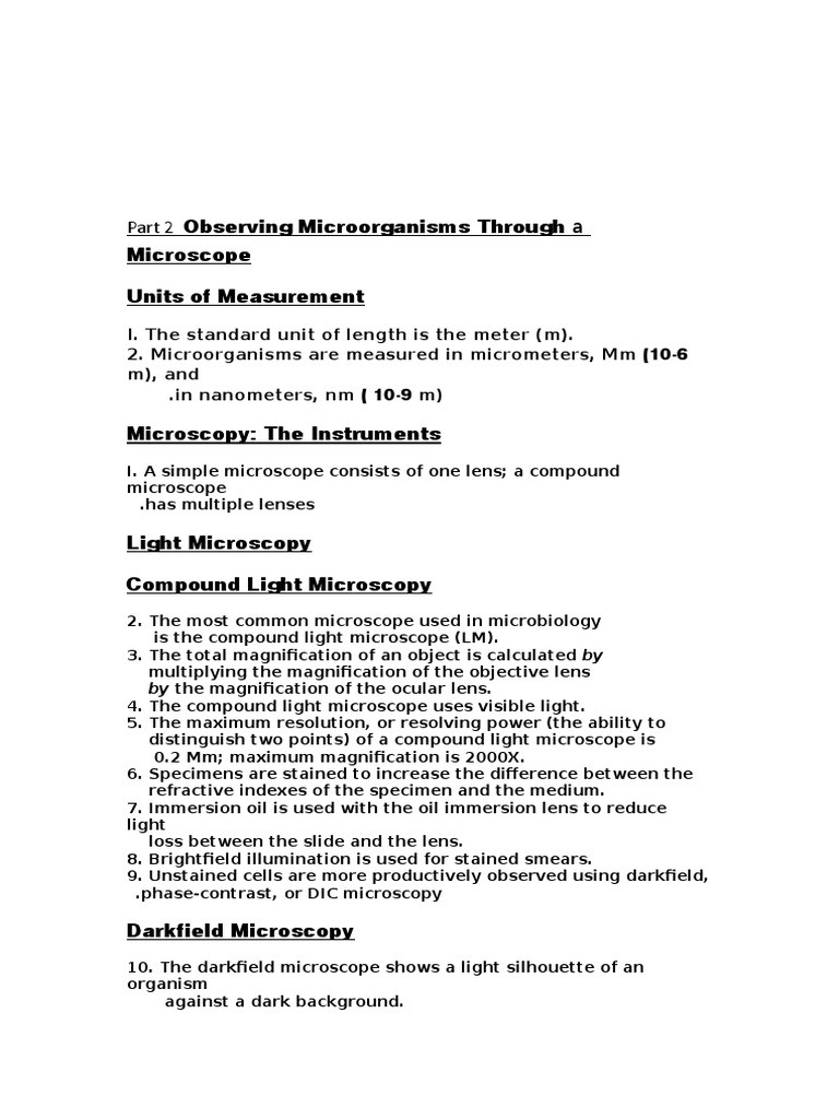 Observing Microorganisms Through A Microscope Units of Measurement ...