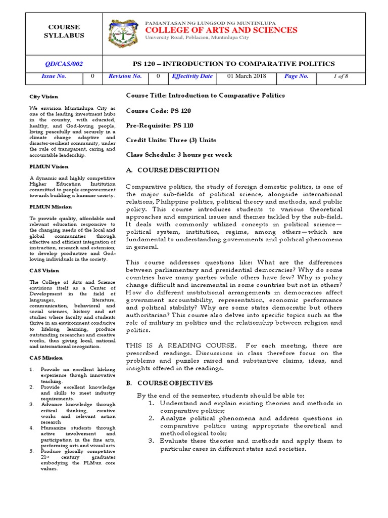 2020-01-10 PS120 - Introduction To Comparative Politics Syllabus | PDF ...