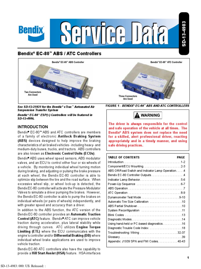 Bendix EC-80 ABS / ATC Controllers: (ABS) Devices Designed To Help Improve The Braking | PDF ...
