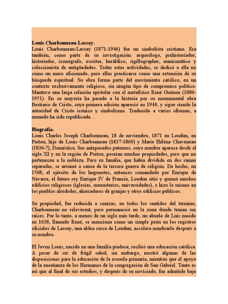 Louis Charbonneau-Lassay (1871-1946) | PDF | Iglesia Católica ...