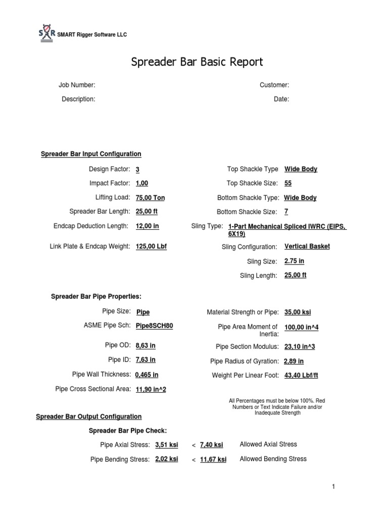 Spreader Bar Calculation Instr | PDF | Pipe (Fluid Conveyance) | Stress ...