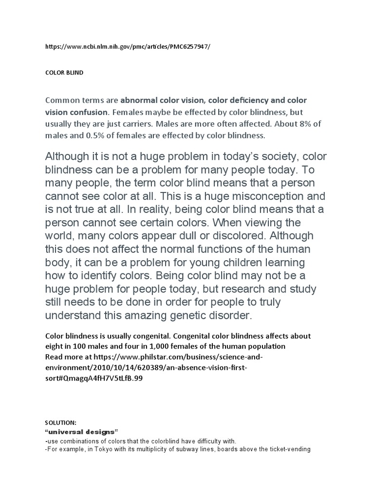 Vision Confusion. Females Maybe Be Effected by Color Blindness, But ...