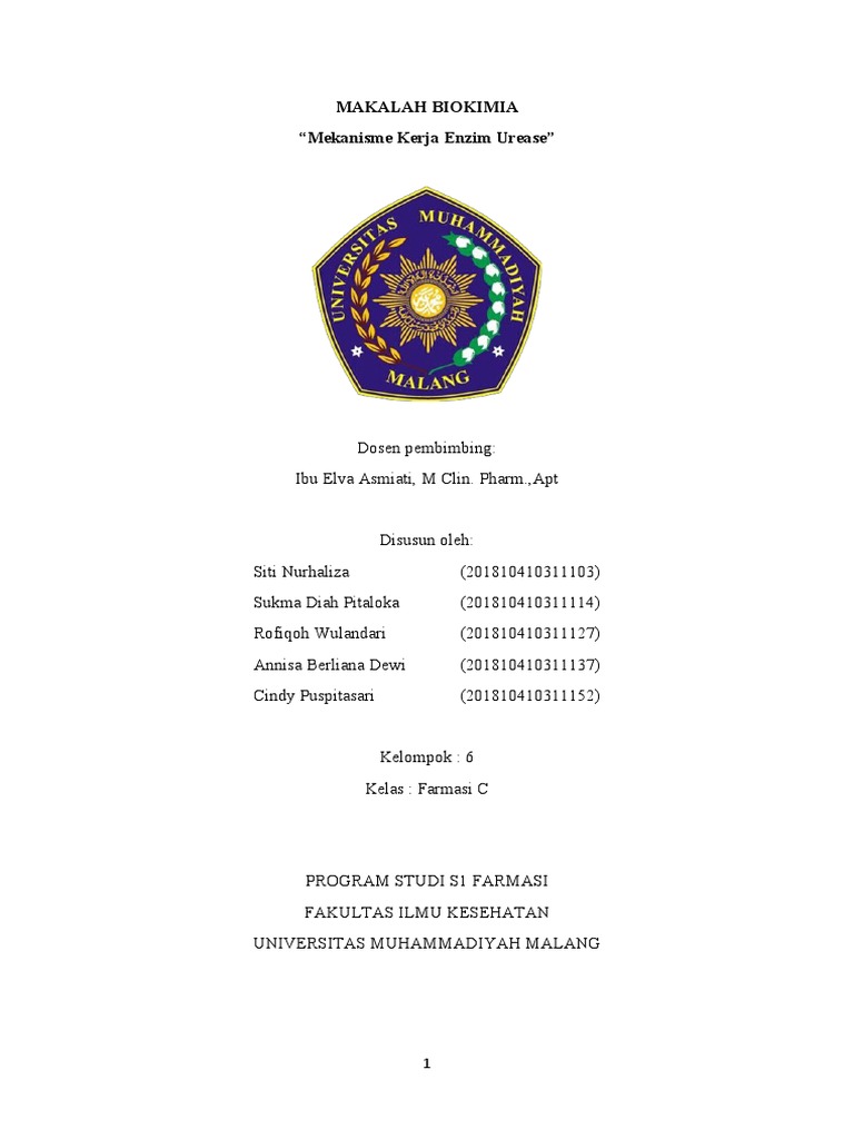 BIOKIMIA "Mekanisme Kerja Enzim Urease" | PDF | Sains & Matematika