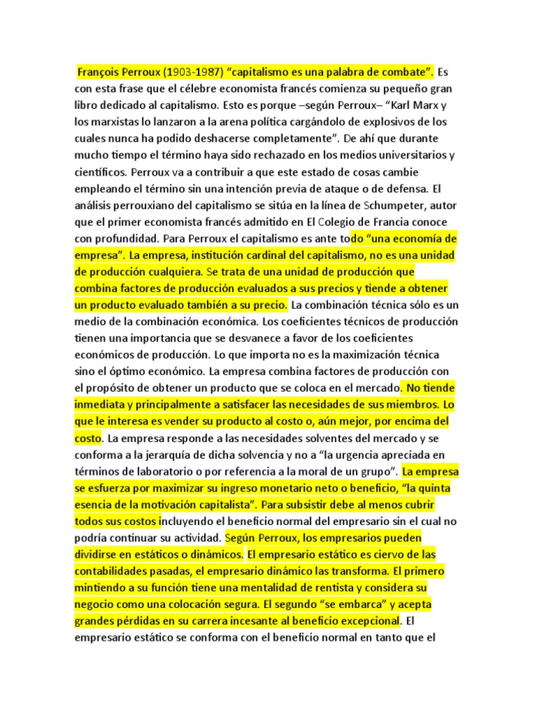 François Perroux | PDF | Capitalismo | Beneficio (economía)