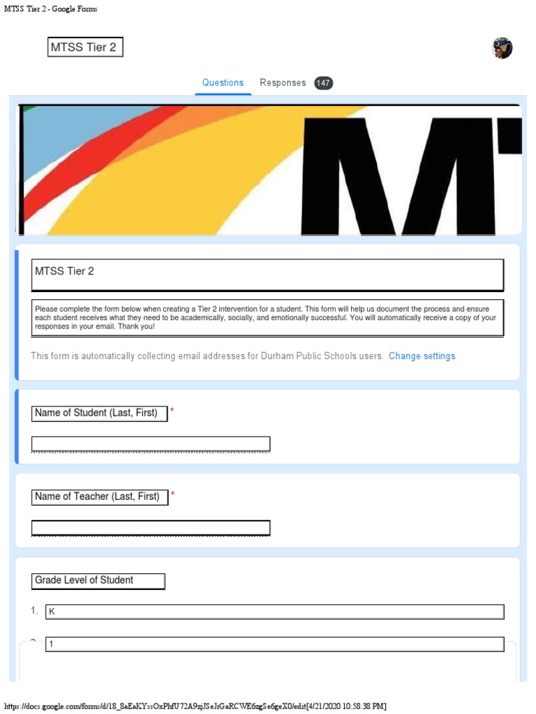 Mtss Tier 2 - Google Forms | PDF