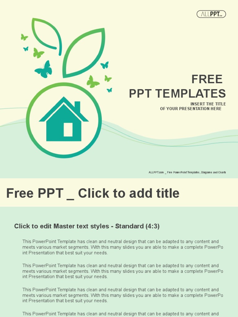 Green House On The Plants and Butterflies PowerPoint Templates Standard ...
