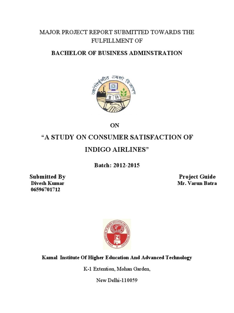 Bachelor of Business Adminstration: "A Study On Consumer Satisfaction ...