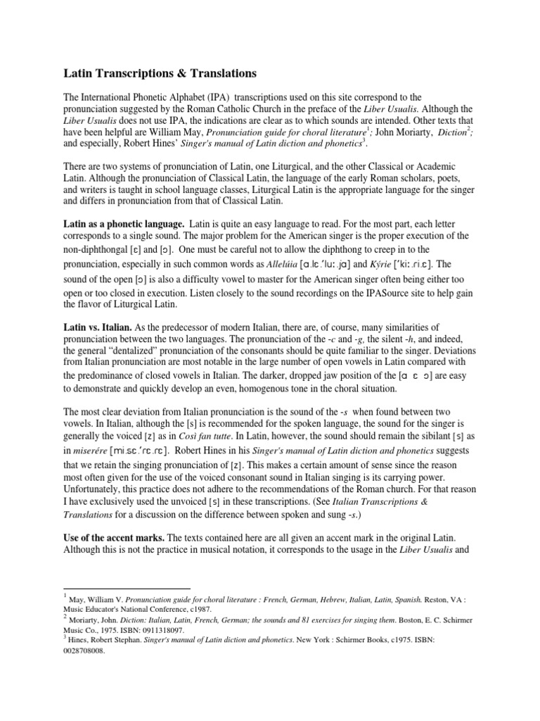 Latin Transcriptions PDF | Download Free PDF | Latin | Phonetics