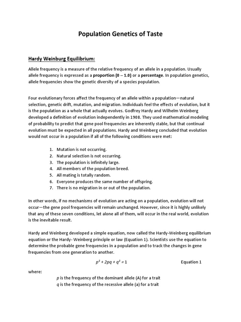Populations Genetics Investigation-1 | Download Free PDF | Zygosity | Population Genetics