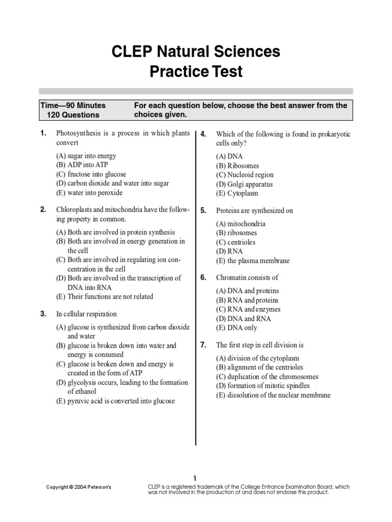 CLEP Natural Sciences Practice Test | PDF | Atoms | Planets
