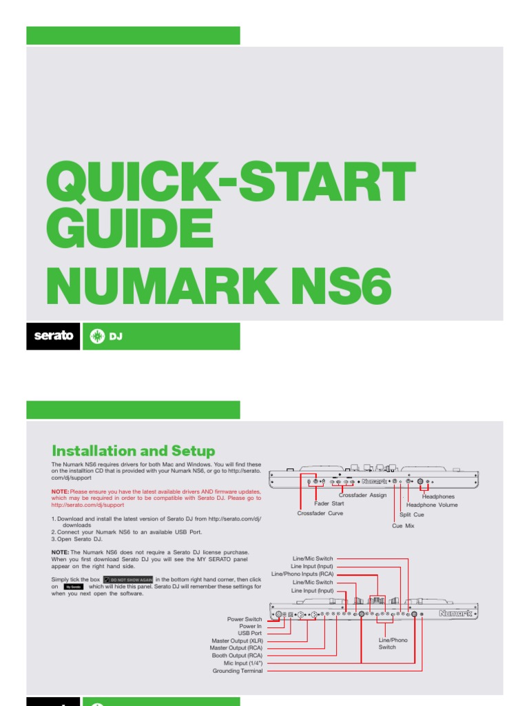 Quick Setup Guide for the Numark NS6 Controller: Installation ...