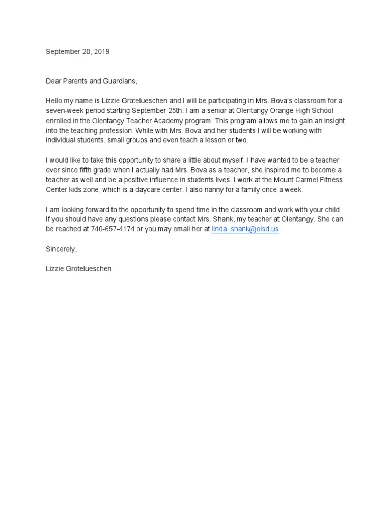 Parent Letter | PDF