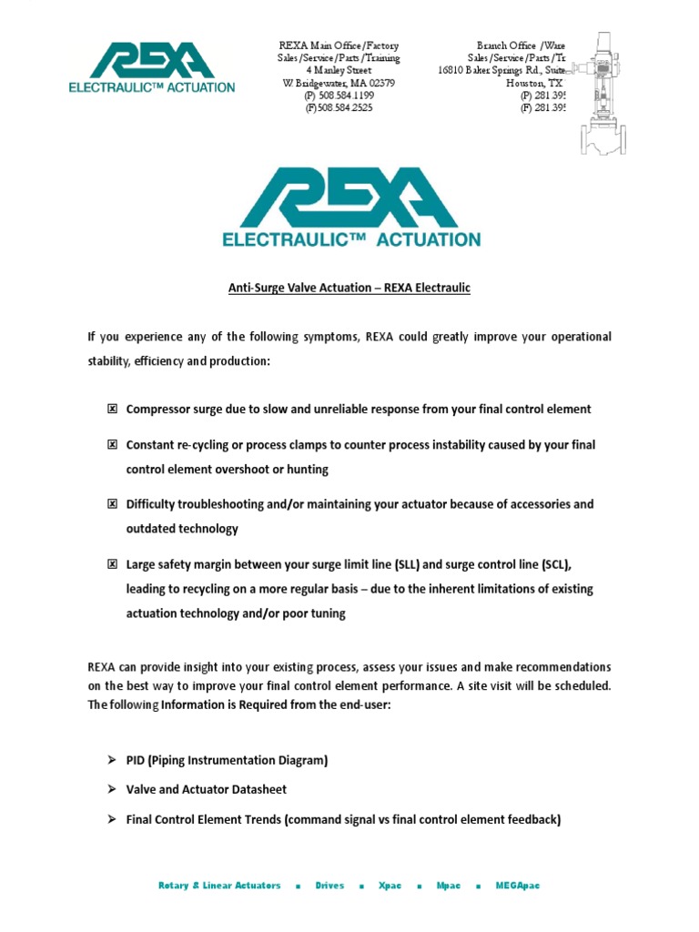 Anti-Surge - Valve - ROI - REXA - 2 | PDF | Actuator | Amplifier