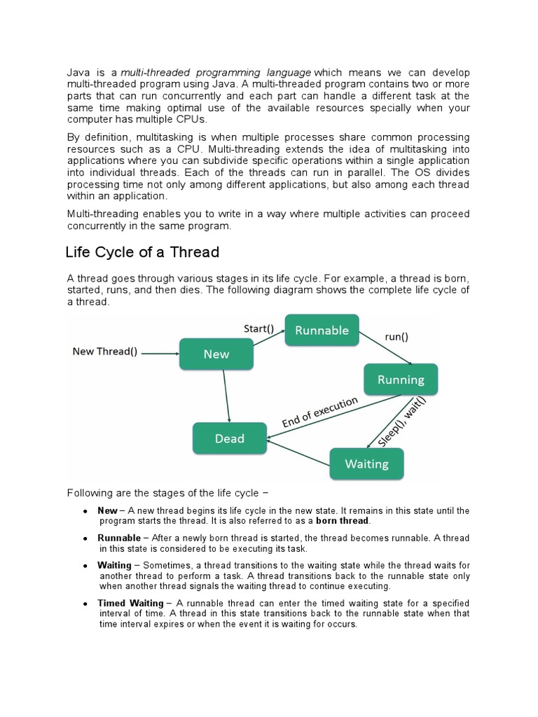 Thread in Java | PDF | Thread (Computing) | Concurrency (Computer Science)
