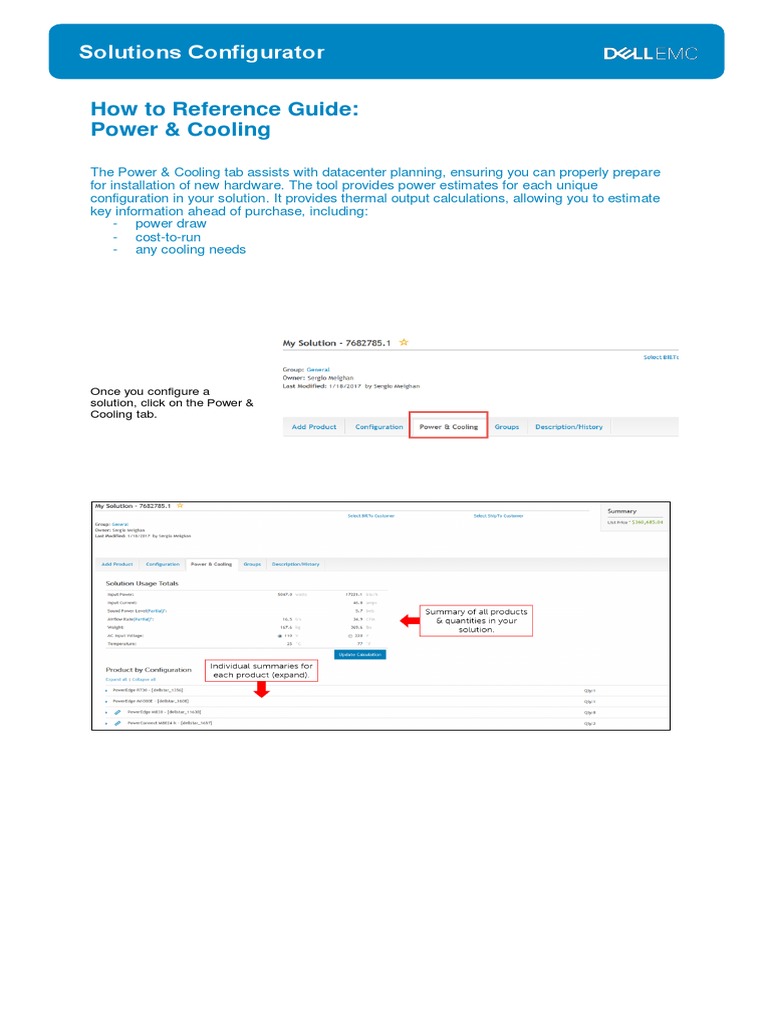 How To Reference Guide: Power & Cooling: Solutions Configurator | PDF ...
