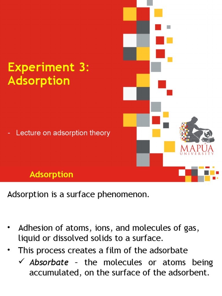 Experiment 3: Adsorption: - Lecture On Adsorption Theory | PDF ...