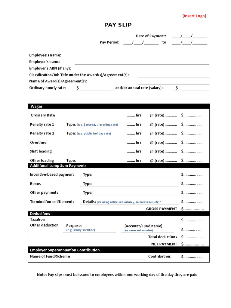 Payslip Template | PDF | Employment | Salary