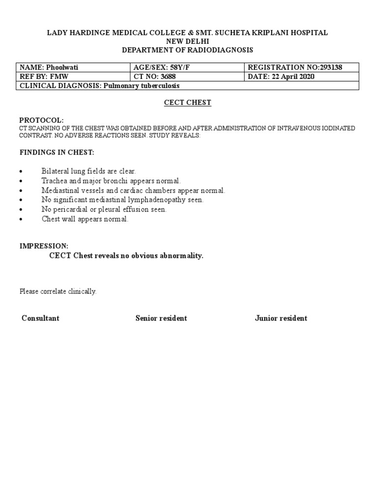 CECT Chest Reveals No Obvious Abnormality | PDF