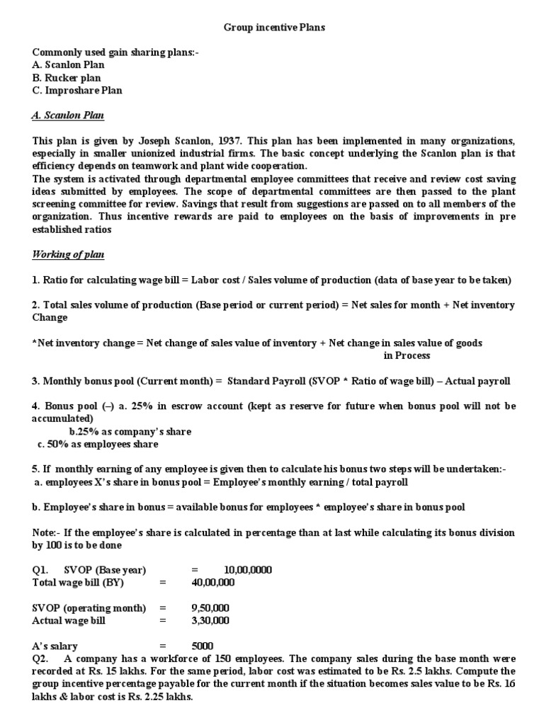 Group Incentive Plans | PDF | Labour Economics | Employment