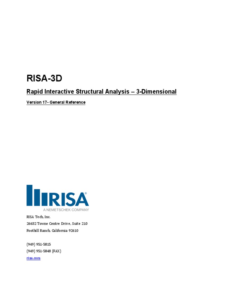 Risa-3D: Rapid Interactive Structural Analysis - 3-Dimensional | PDF