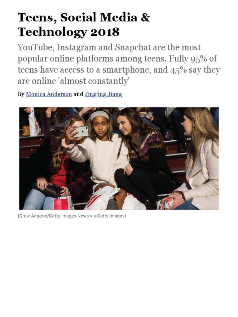 Teens, Social Media & Technology 2018 | PDF | Social Media | Popular ...