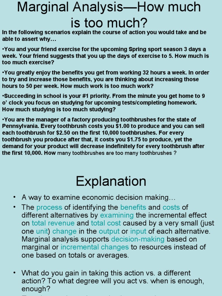 Marginal Analysis | PDF | Incentive | Decision Making
