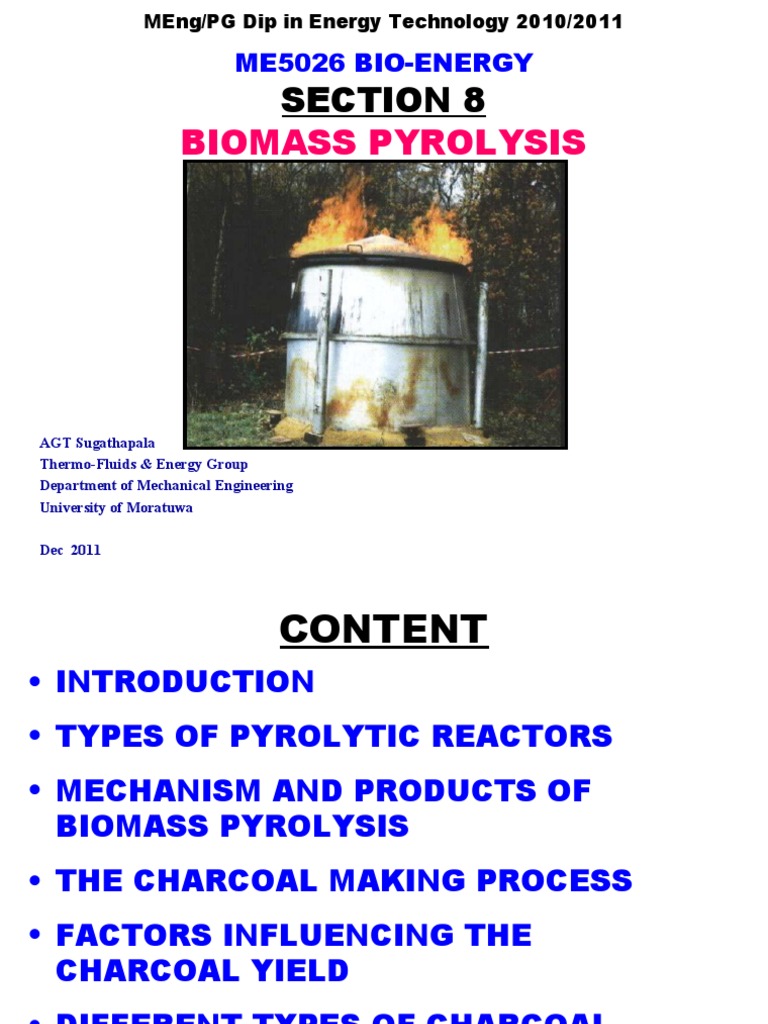 Biomass Pyrolysis: Mechanisms & Reactors | PDF | Pyrolysis | Charcoal