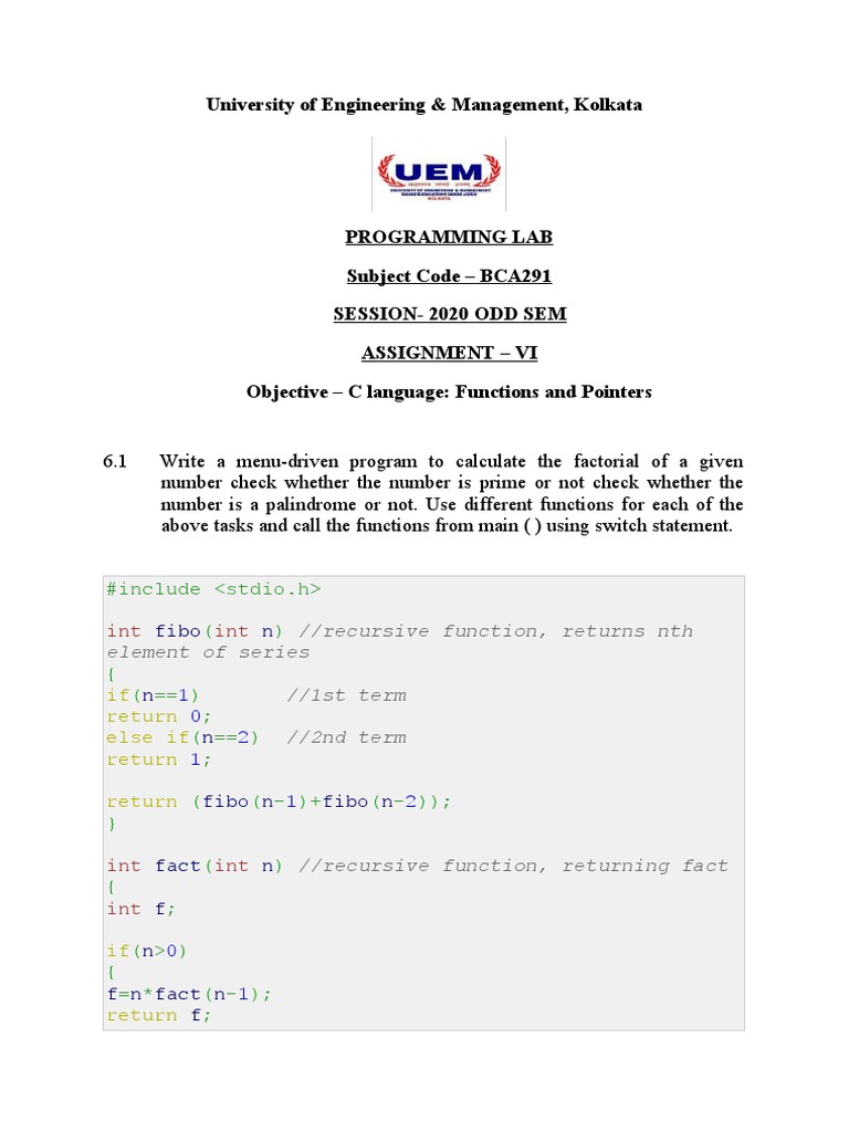 ASSIGNMENT - VI Solved | PDF | Matrix (Mathematics) | String (Computer Science)