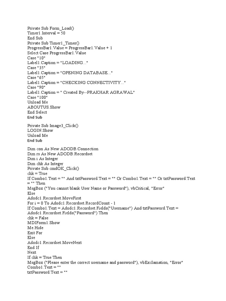 VB6 Train Reservation System Code | PDF | Computer Data | Information Technology Management
