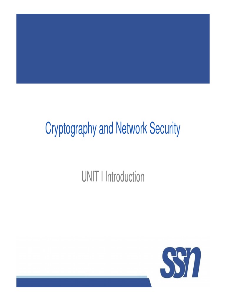 Cryptography and Network Security: UNIT I Introduction | PDF | Cryptanalysis | Cryptography