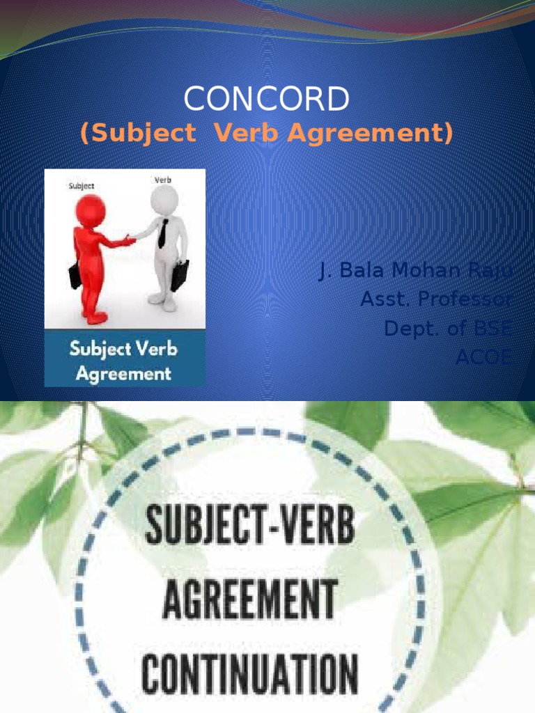 Concord: (Subject Verb Agreement) | PDF | Grammatical Number | Plural