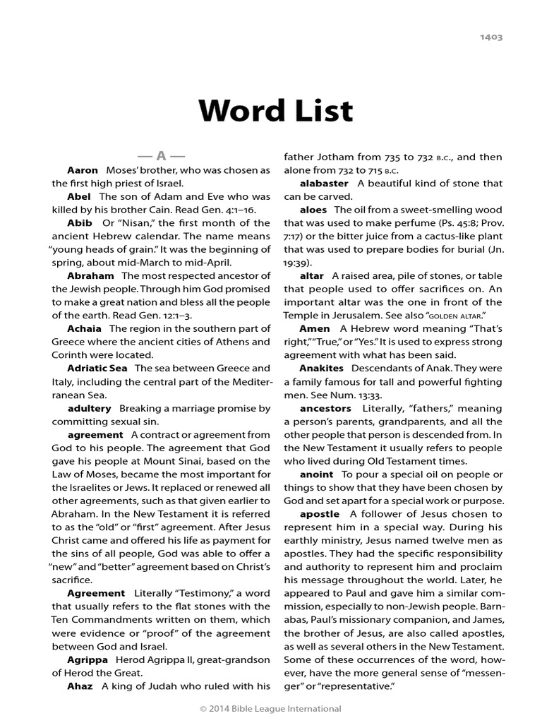 Word List: B C B C | PDF | Israelites | Holy Of Holies