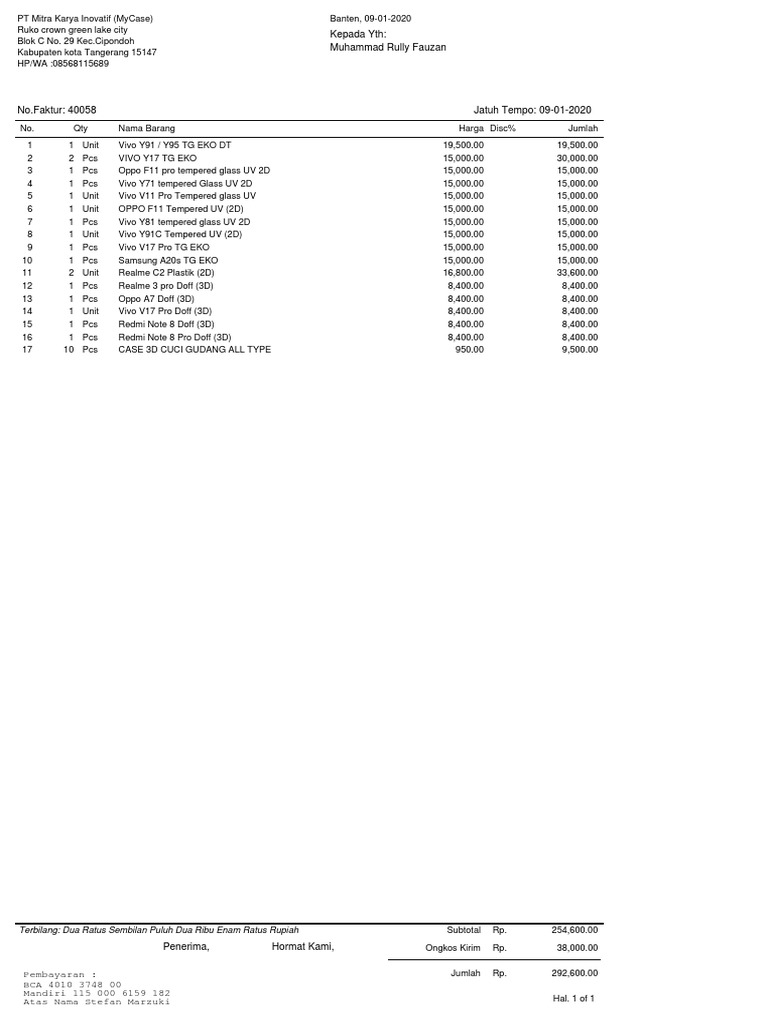 Muhammad Rully Fauzan Kepada Yth:: Terbilang: Dua Ratus Sembilan Puluh ...