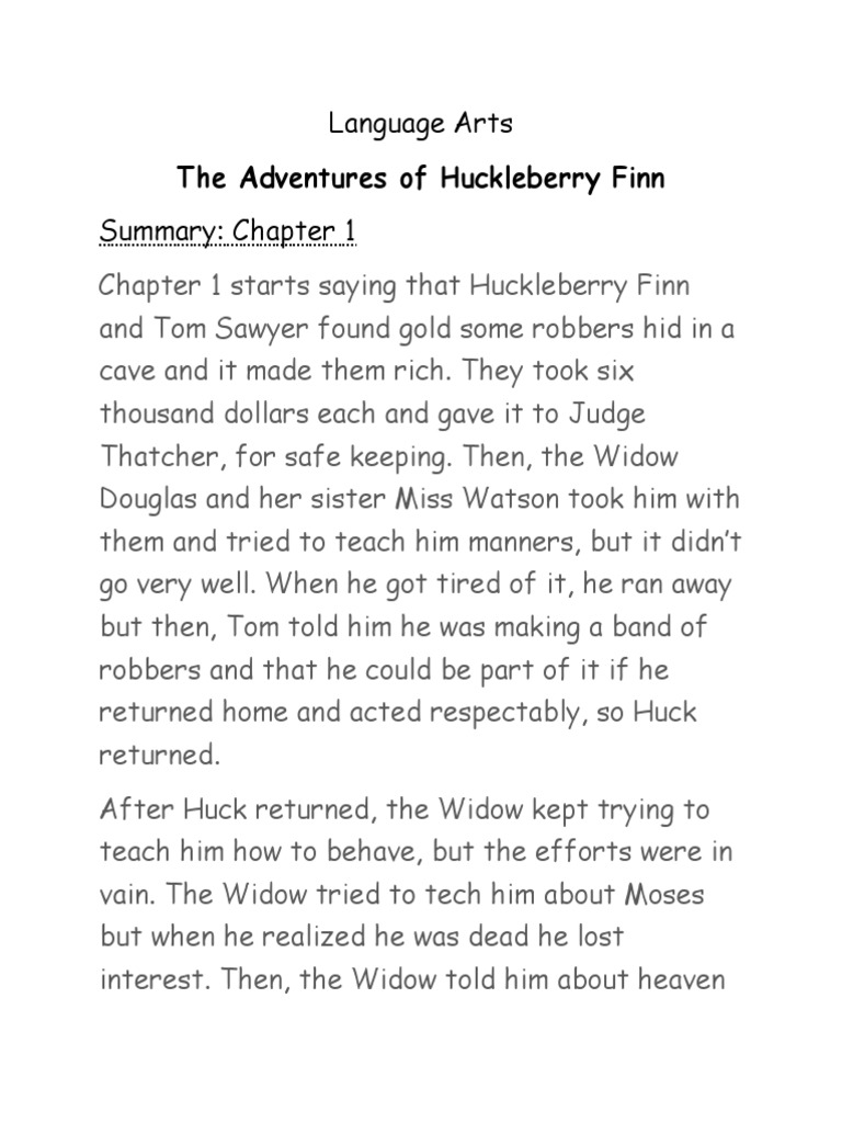 The Adventures of Huckleberry Finn - Chapter 1 | PDF