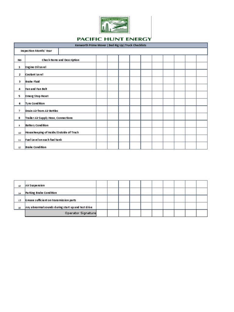 Truck Checklists | PDF | Truck | Transmission (Mechanics)