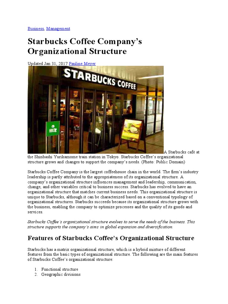 Business Organizational Chart Starbucks
