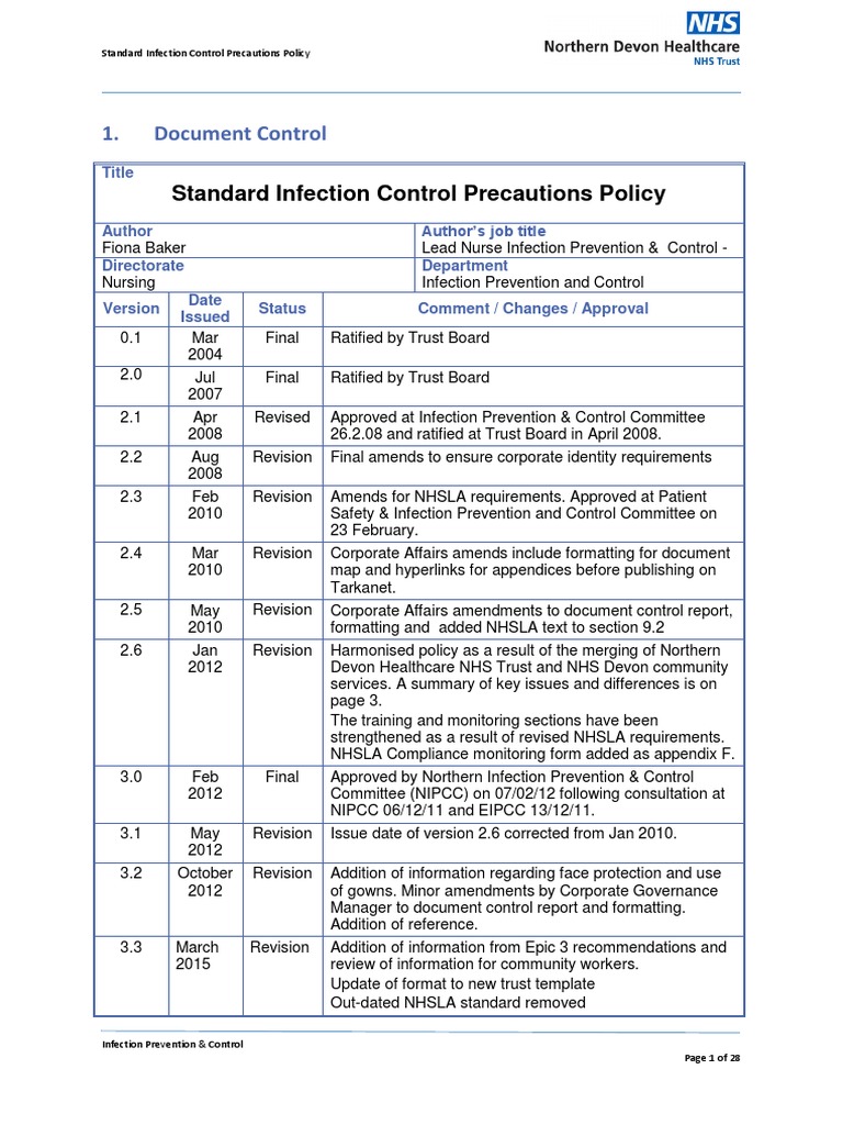 Standard IC Precautions Sept 2018 | PDF | Infection Control | Hand Washing