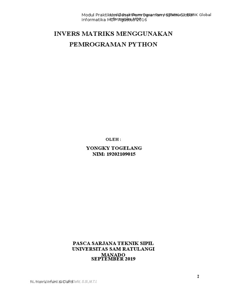 Makalah Metode Numerik Invers Bahasa Python | PDF