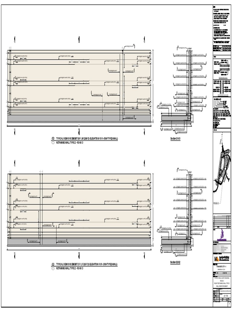 02 Retaining Wall Type 2 - Road 3 Typical Reinforcement (Nf1, Nf2&Nf3) Elevation For - (Rw-Type2 ...