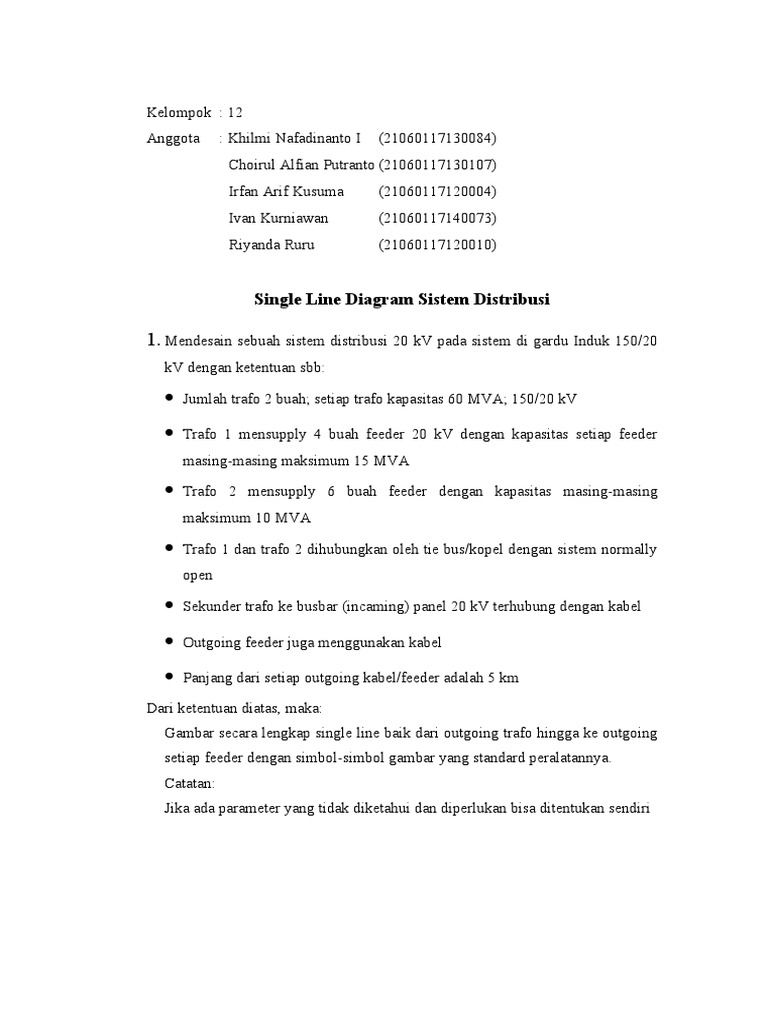 Single Line Diagram Distribusi 20 kV | PDF