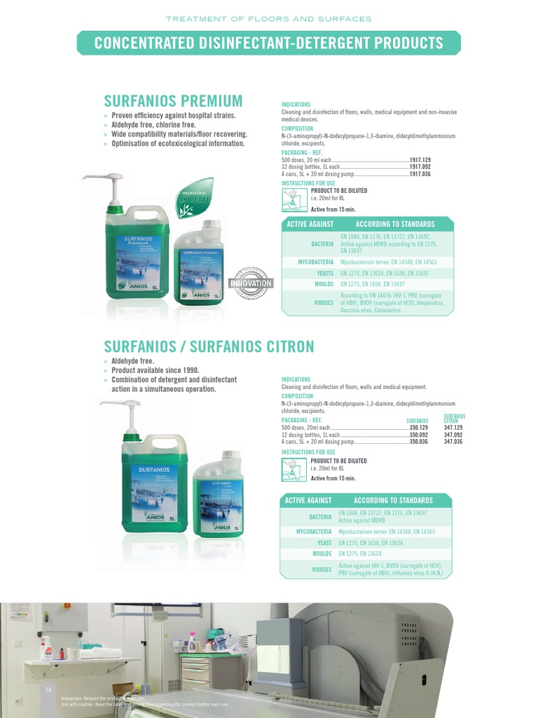 Surfanios Premium: Concentrated Disinfectant-Detergent Products | PDF ...