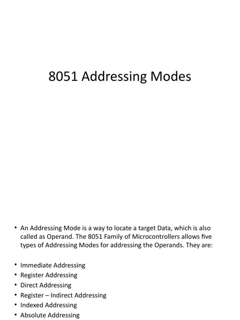 8051 Addressing Modes | PDF | Electronics | Computer Architecture