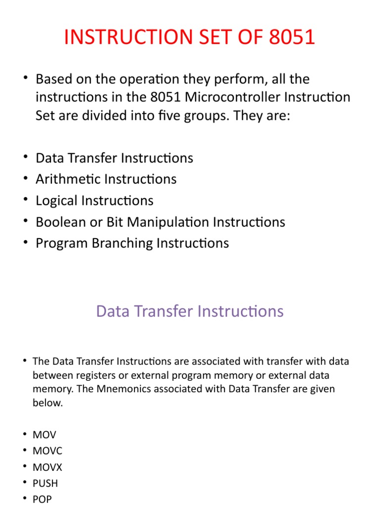 Instruction Set of 8051 | PDF | Bit | Office Equipment