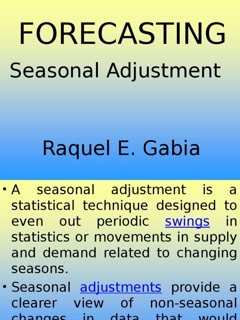 Forecasting: Seasonal Adjustment | PDF | Errors And Residuals | Mean Squared Error
