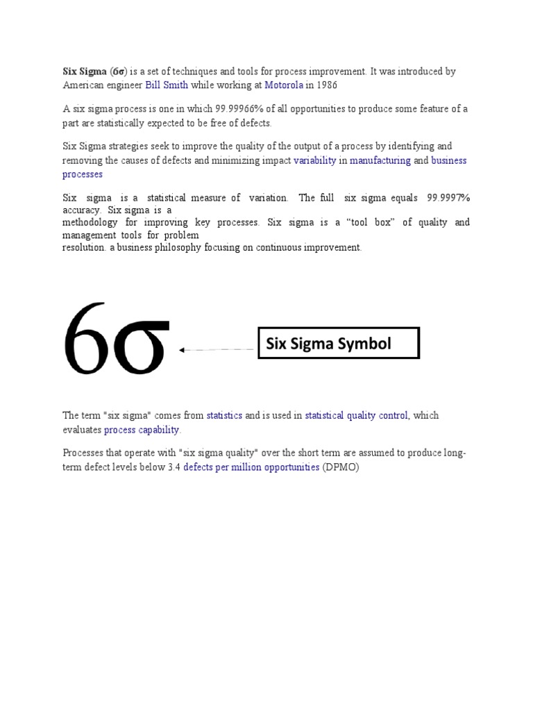 Six Sigma Symbol: Bill Smith Motorola | PDF | Six Sigma | Sampling ...