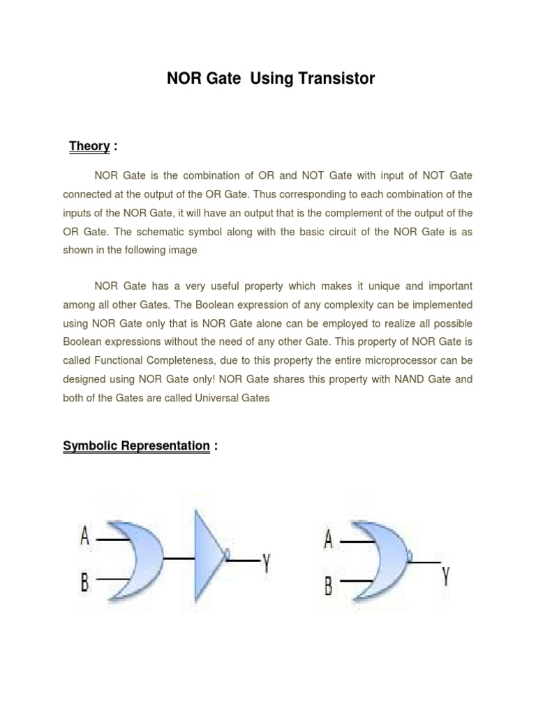 NOR Gate Using Diode Complete | PDF